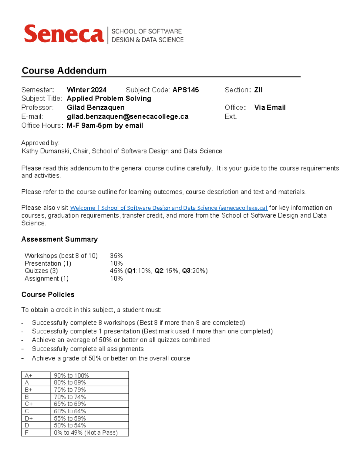 APS145 ZII Gilad Benzaquen Winter 24 - Course Addendum Semester: Winter ...