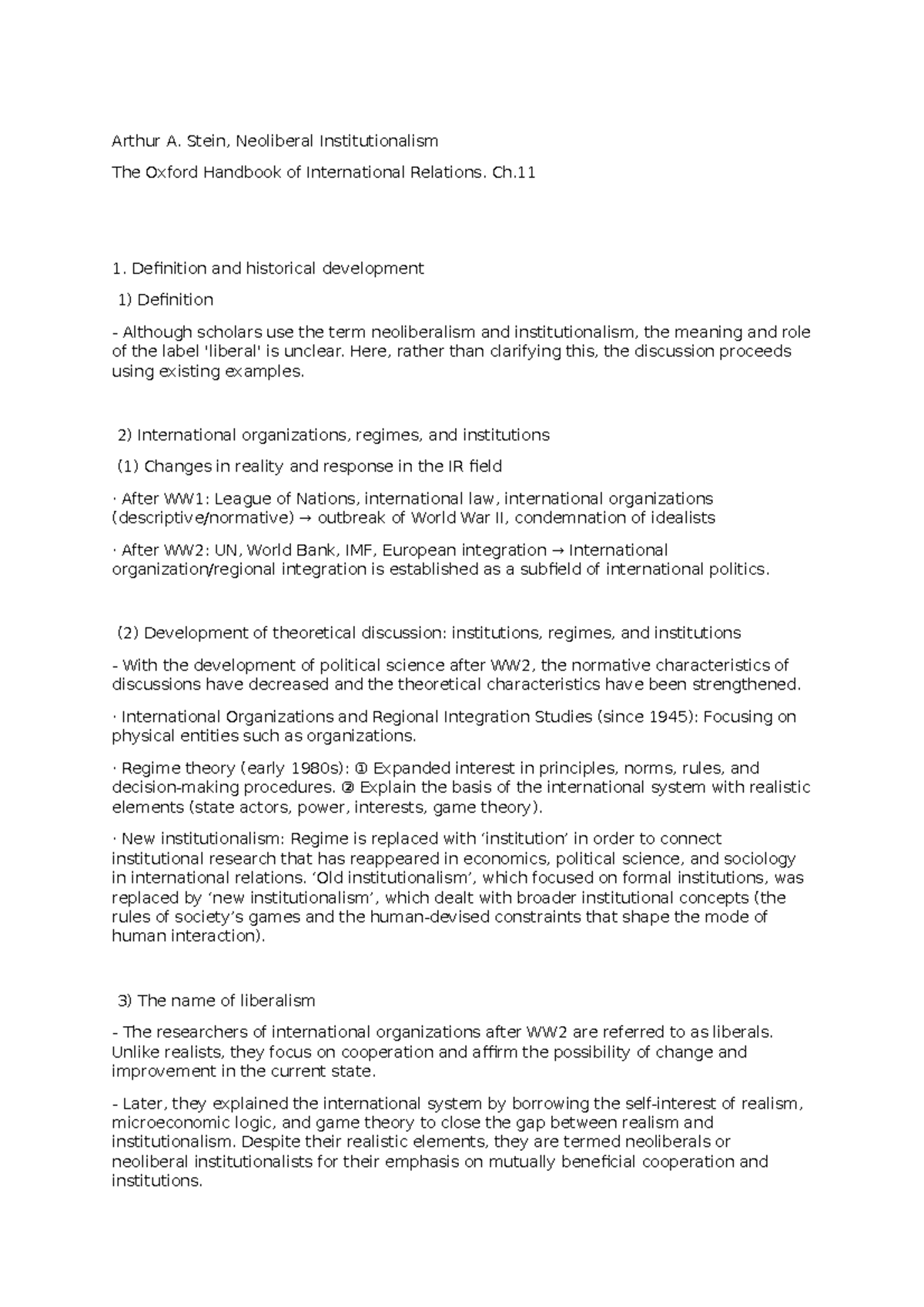 Arthur A. Stein, Neoliberal Institutionalism - Arthur A. Stein ...