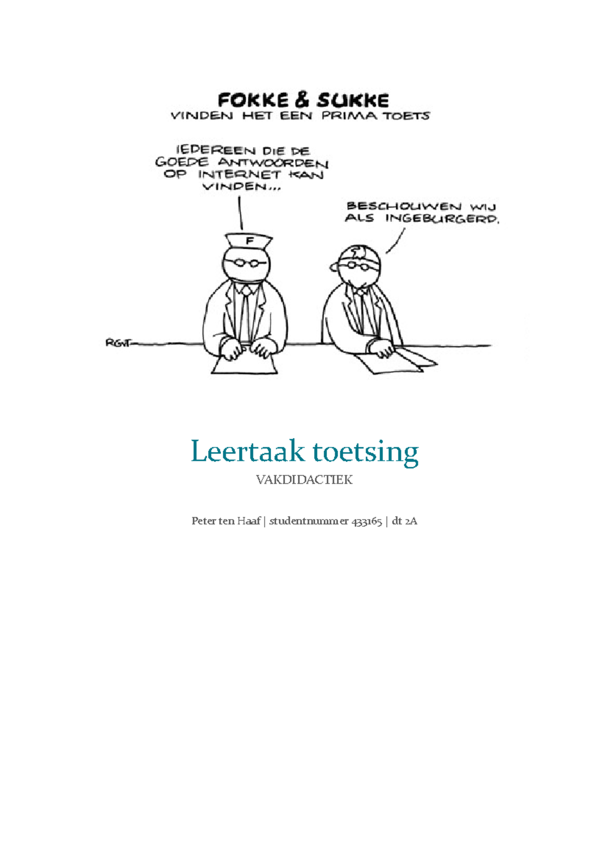Leertaak toetsing - Peter ten Haaf - Leertaak toetsing VAKDIDACTIEK ...