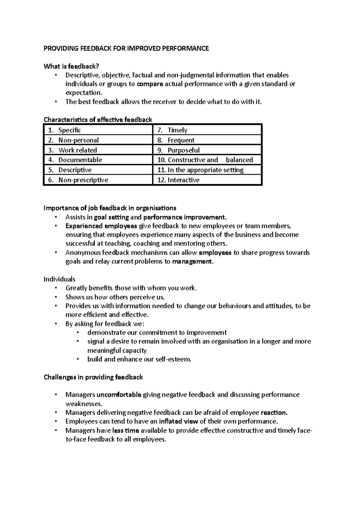Providing feedback - Lecture notes 5 - 1004GIR - Griffith - Studocu