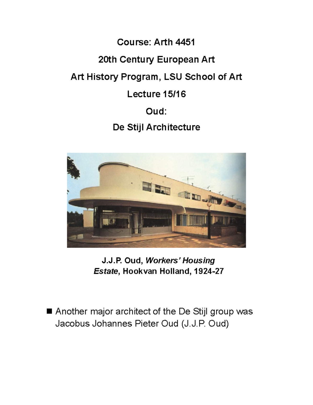 OUD - 20th Century Art History Lecture Notes from Class ppt - Course ...