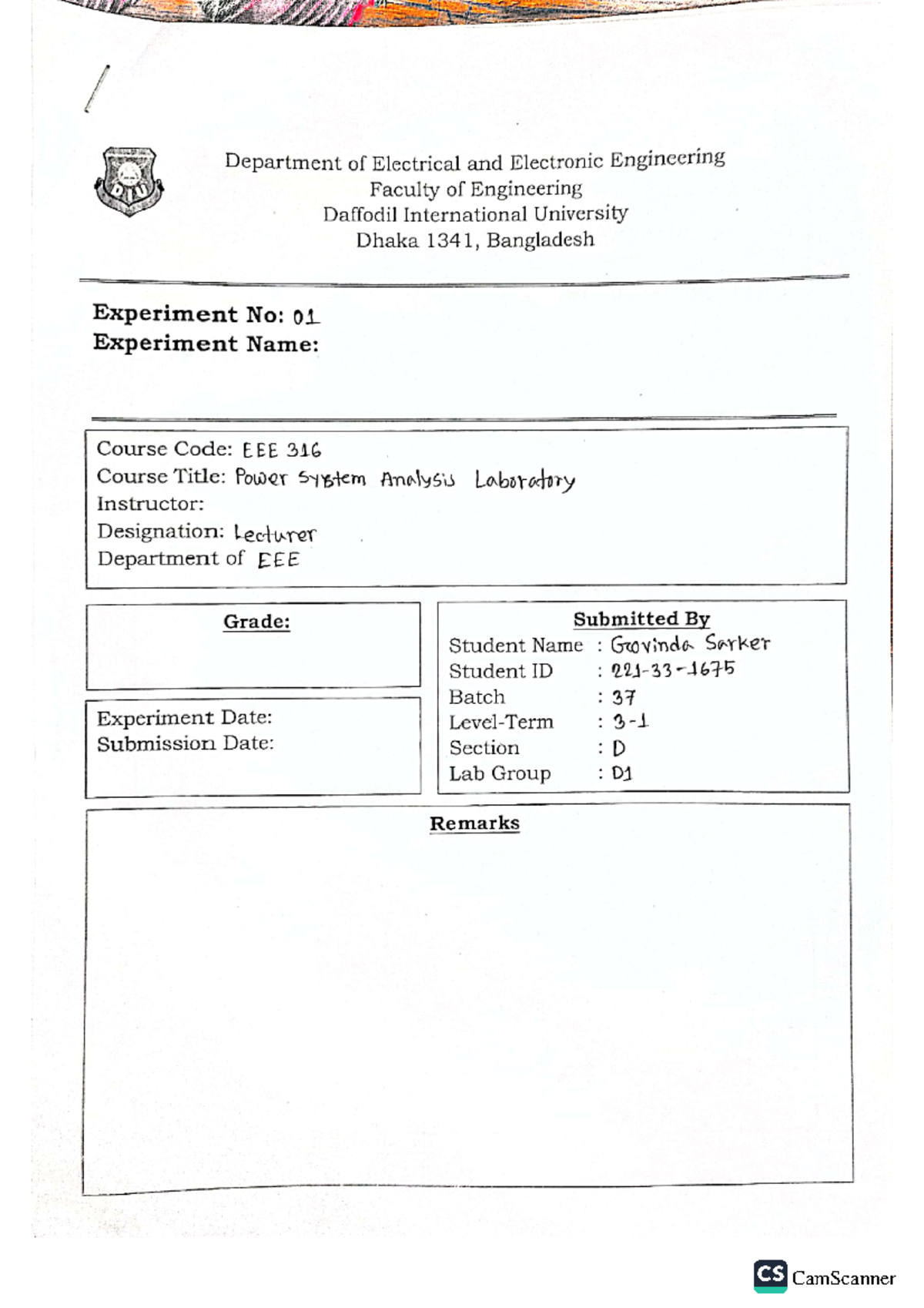 Exp-01(316) - good - Software Engineering - Studocu