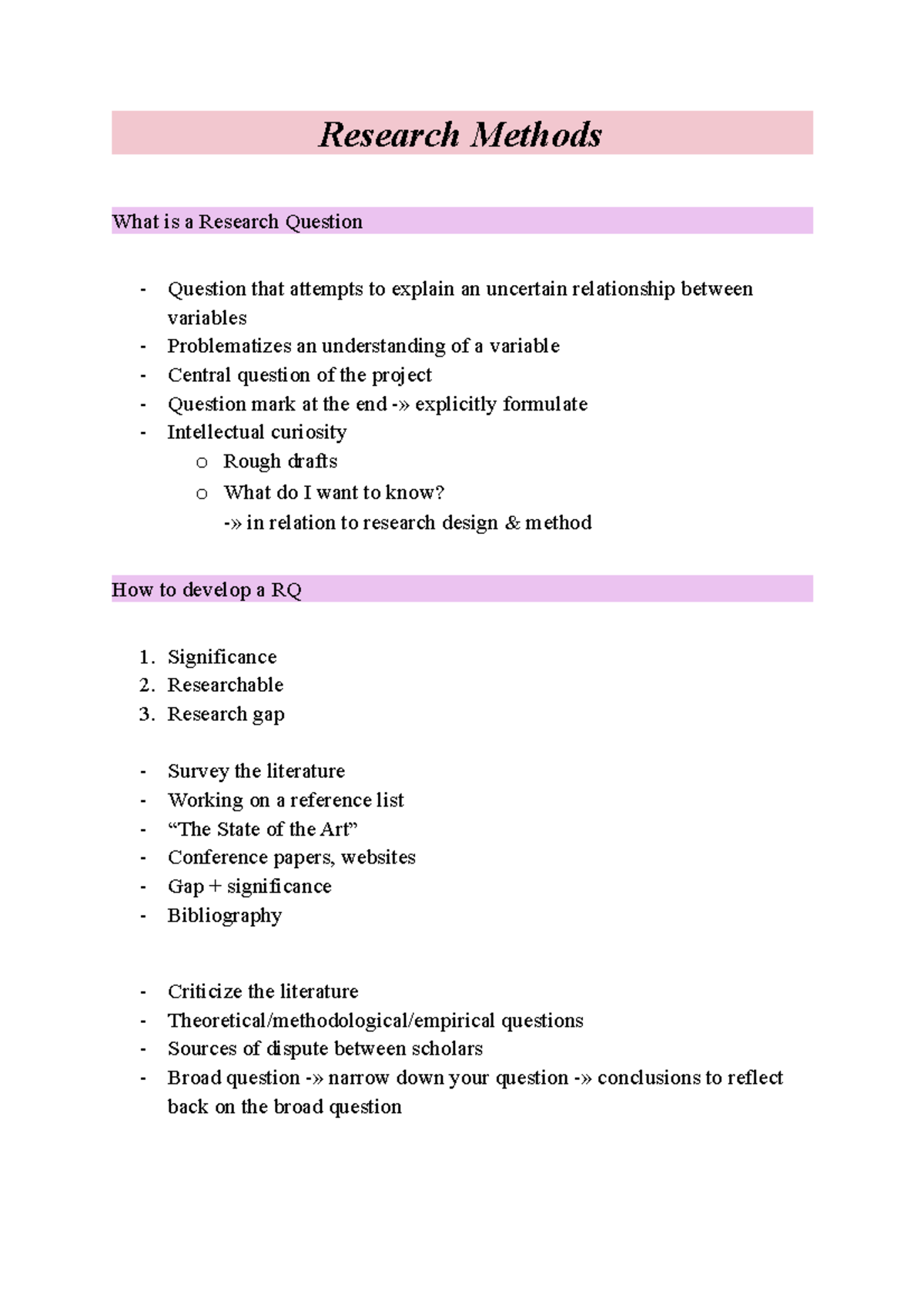 Research methods - Lecture notes 1-12 - Research Methods What is a ...