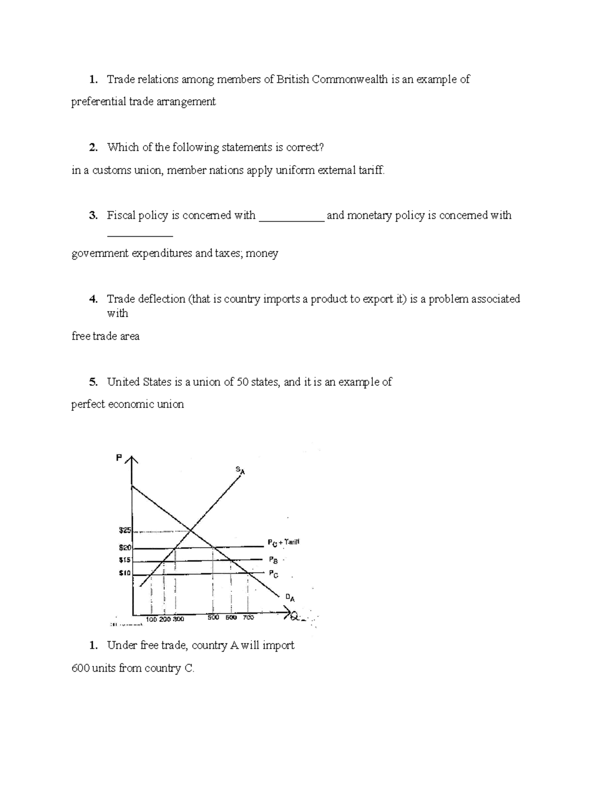 Exam 4 Questions and Answers - Trade relations among members of British ...