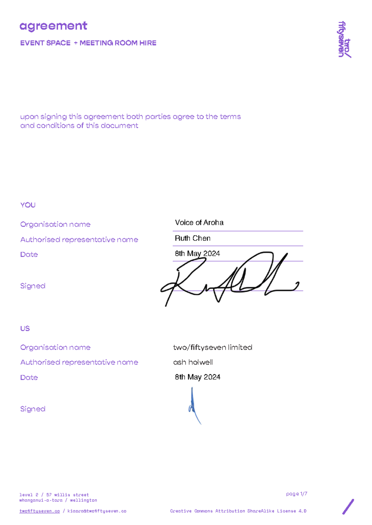 Venue manual sign twofiftyseven t&c - level 2 / 57 willis street ...