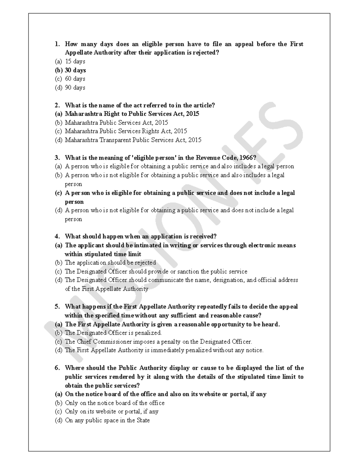 RTS Act MCQs (Part 3) - THE MATERIAL IS BEST FOR ALL STUDENT PLEASE ...