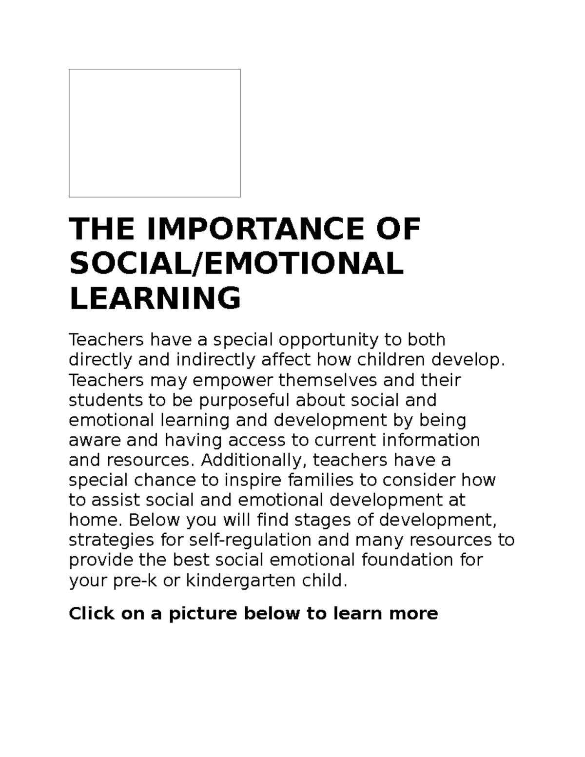 The Importance of Social Emotional Learning - THE IMPORTANCE OF SOCIAL ...