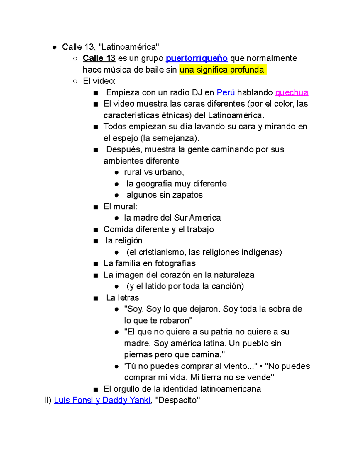 Spanish Final 344 - Calle 13, "Latinoamérica" Calle 13 es un grupo ...