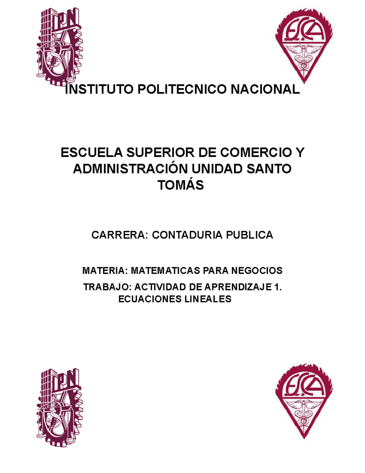 Act1 Unidad 1 Matemáticas para negocios - INSTITUTO POLITECNICO ...