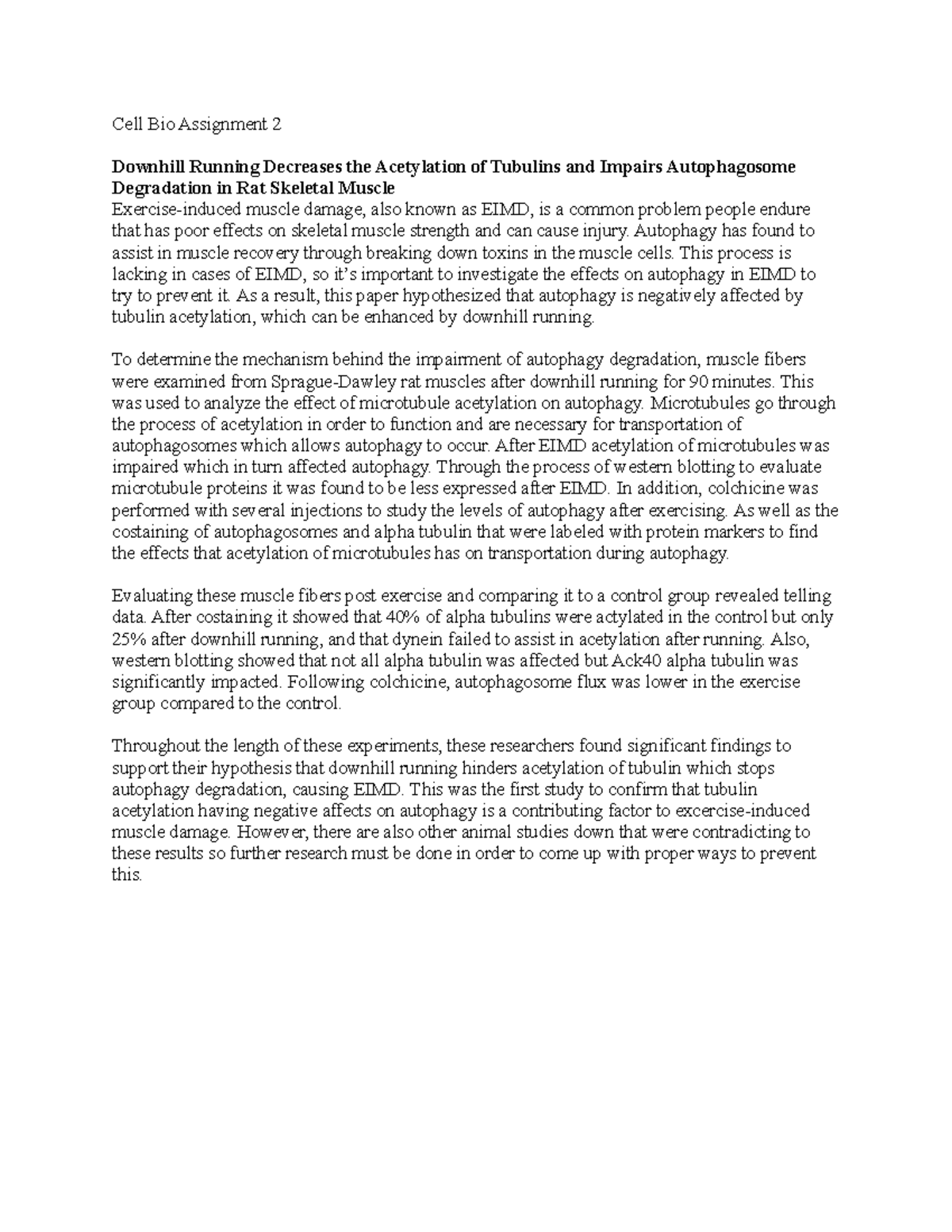 Cell Bio Assignment 2 Essay - BIOL 4100 - Studocu
