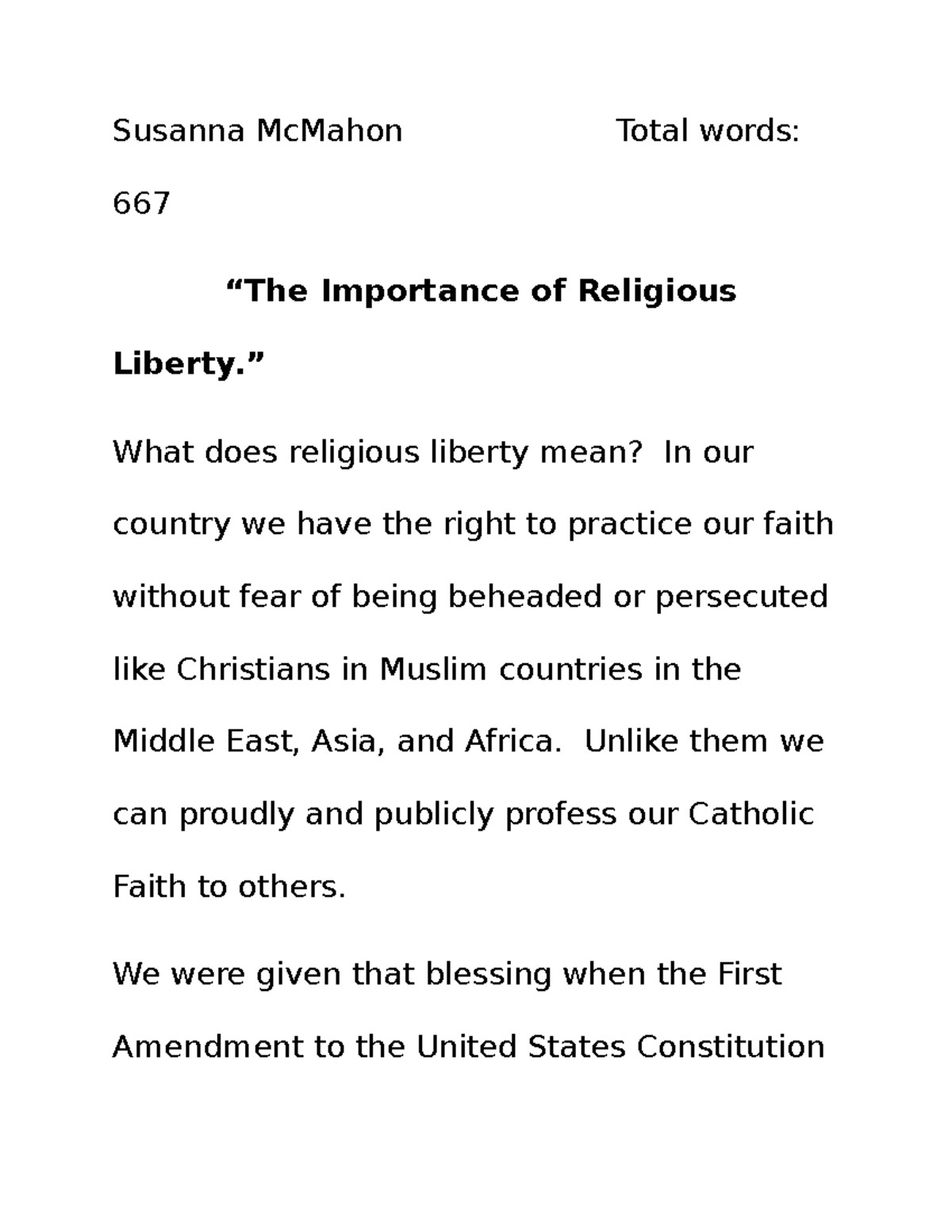 Importance of Religious Liberty and Threats to Religious Freedom - Studocu