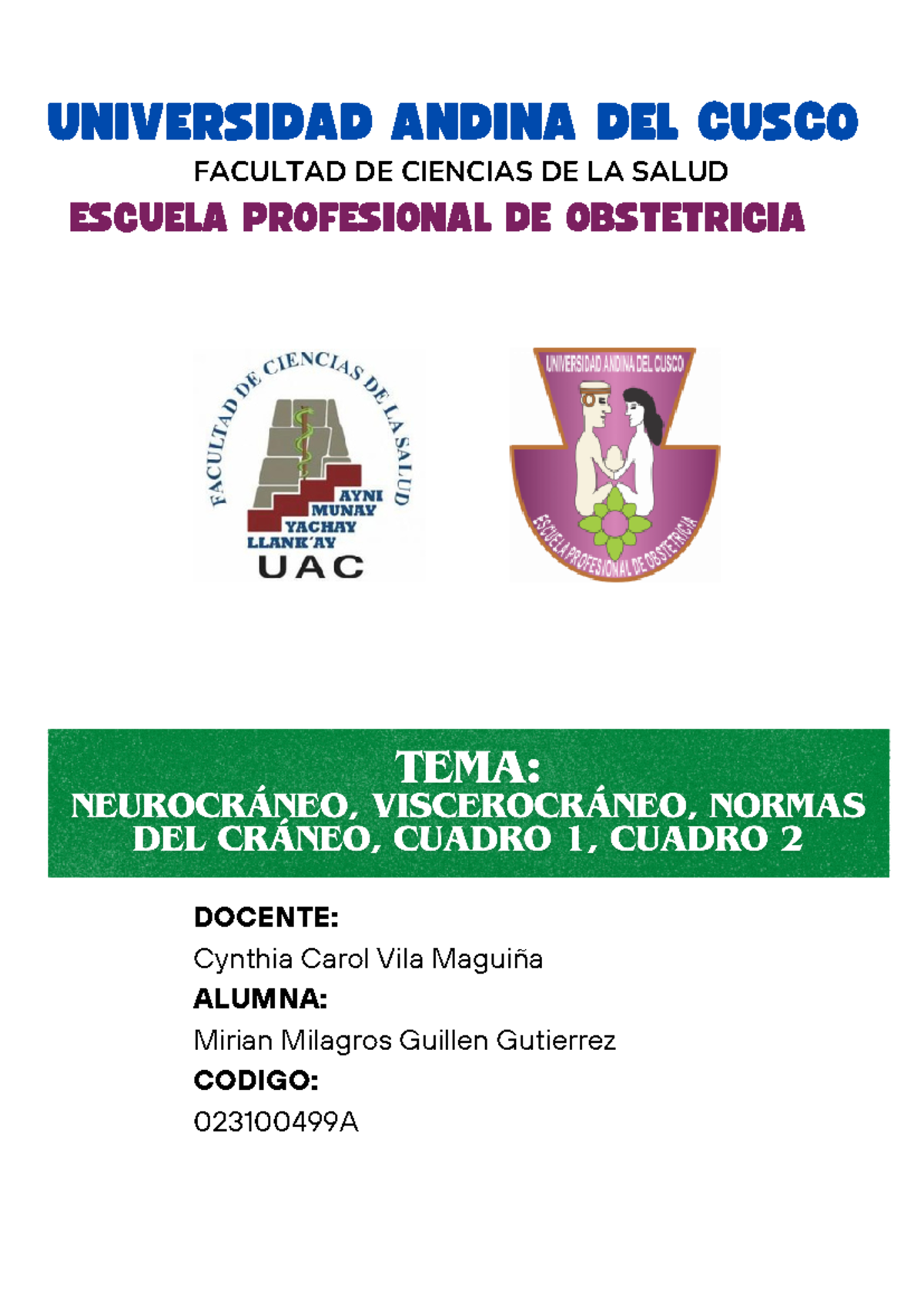 Huesos Y Articulaciones DEL Craneo - Anatomía 1 - UNIVERSIDAD ANDINA ...