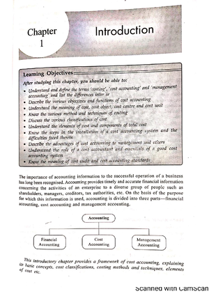 Bcom 2nd year cost accounting unit 1 - UNIT – I INTRODUCTION TO COST ACCOUNTING Definition of ...