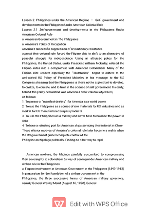 Chapter Module 3 - Occupations in the Philippines - Lesson 1. Spanish ...