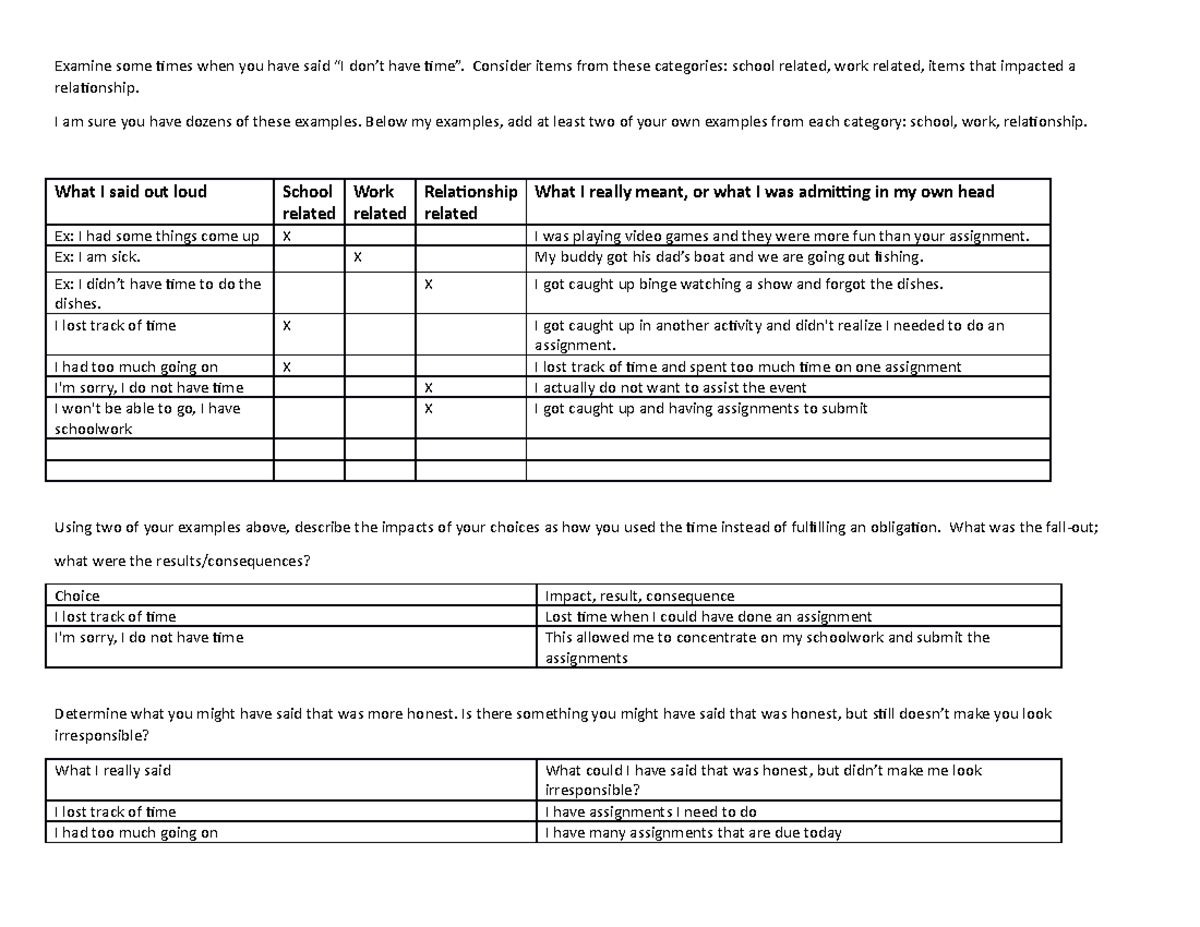M2A2-1 - moudle 2 lesson 2 - Examine some times when you have said “I ...