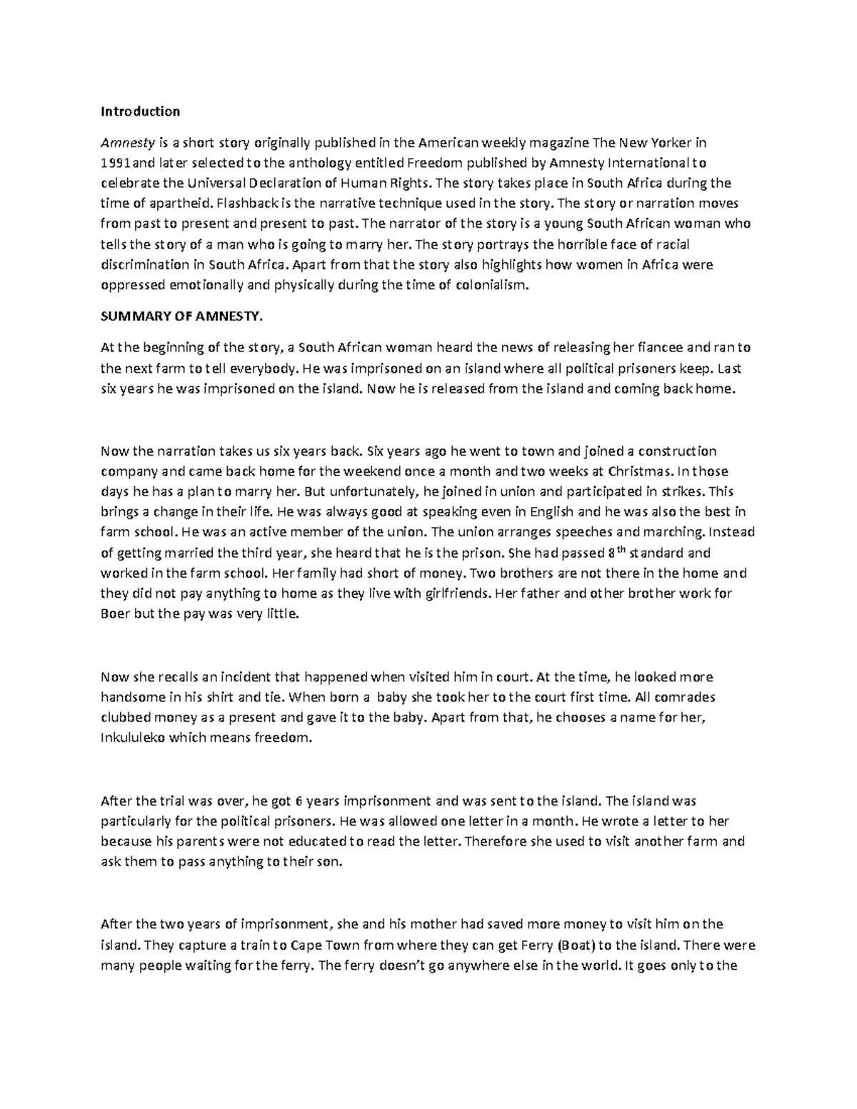 Document 89 Calicut University English Summary Second Semester BA