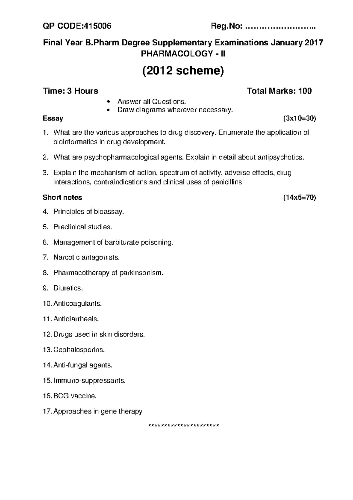 415006 - Question paper - QP CODE:415006 Reg ...