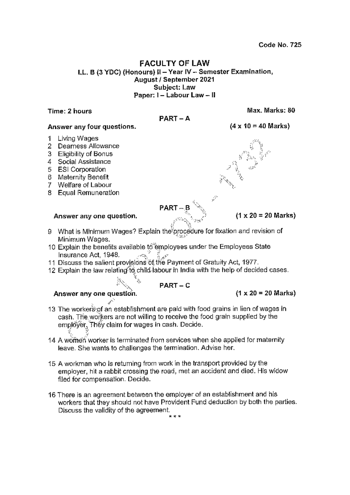 LLB 3YDC IV SEM Paper-I PART-I - LLB LAW (Honors - Studocu