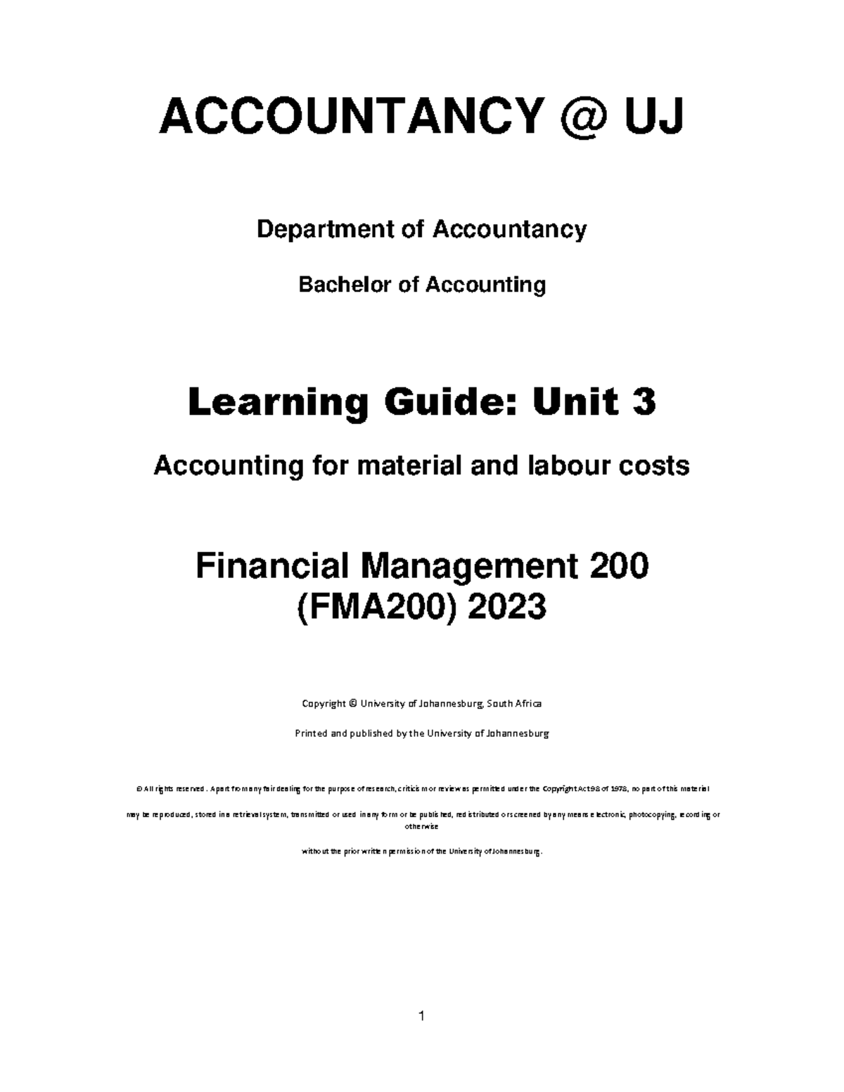 Learning guide - Unit 3 2023 - ACCOUNTANCY @ UJ Department of ...