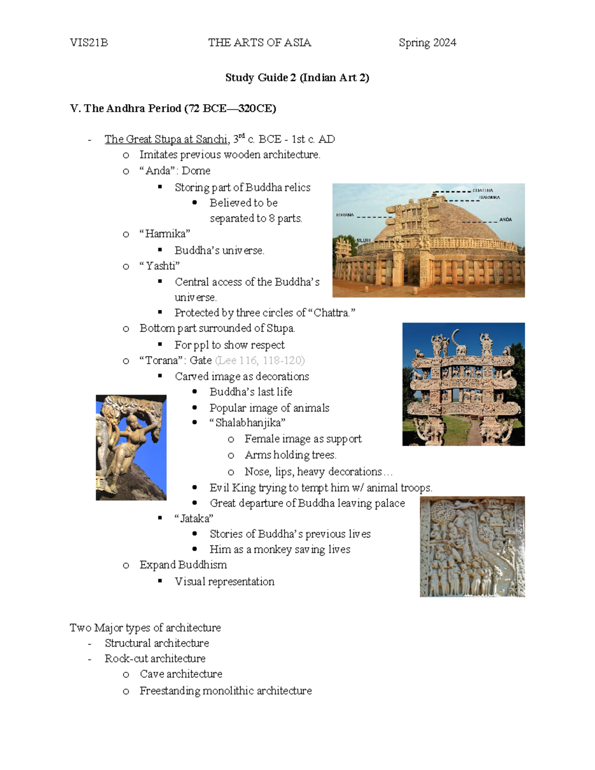 Study Guide 2 Indian Art - Study Guide 2 (Indian Art 2) V. The Andhra ...