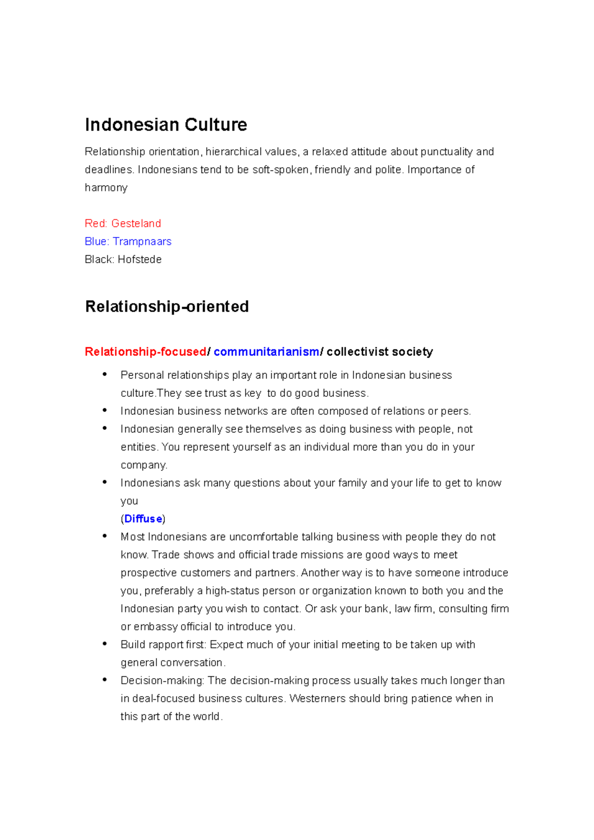 Indonesian-Culture CCC - Indonesian Culture Relationship orientation ...