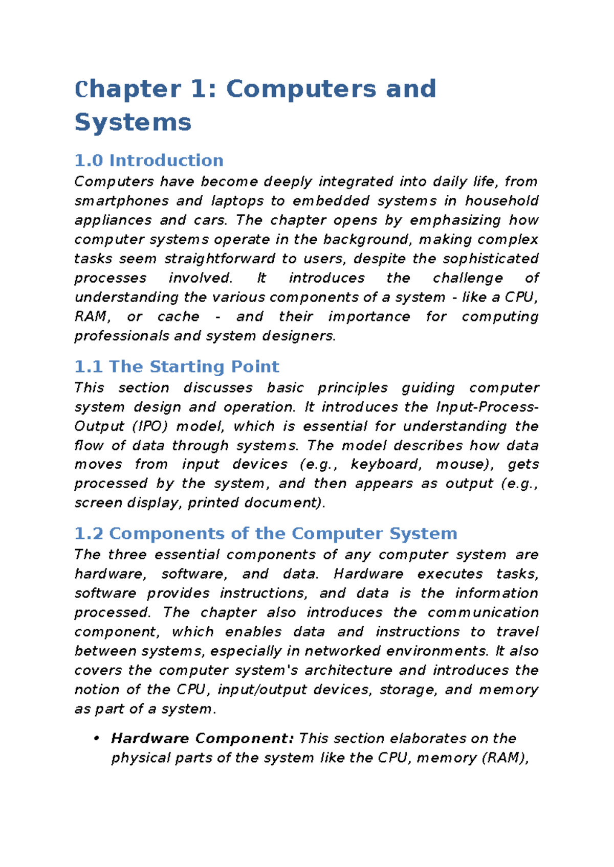 Summary of The Architecture of Computer Hardware and System Software - Chapter 1: Computers and ...