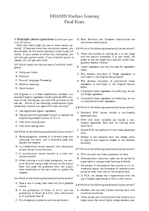 CSC6021 A3sol - Fundamentals of Machine Learning (CSCI3320 ) - (Pages 27 of the - Studocu
