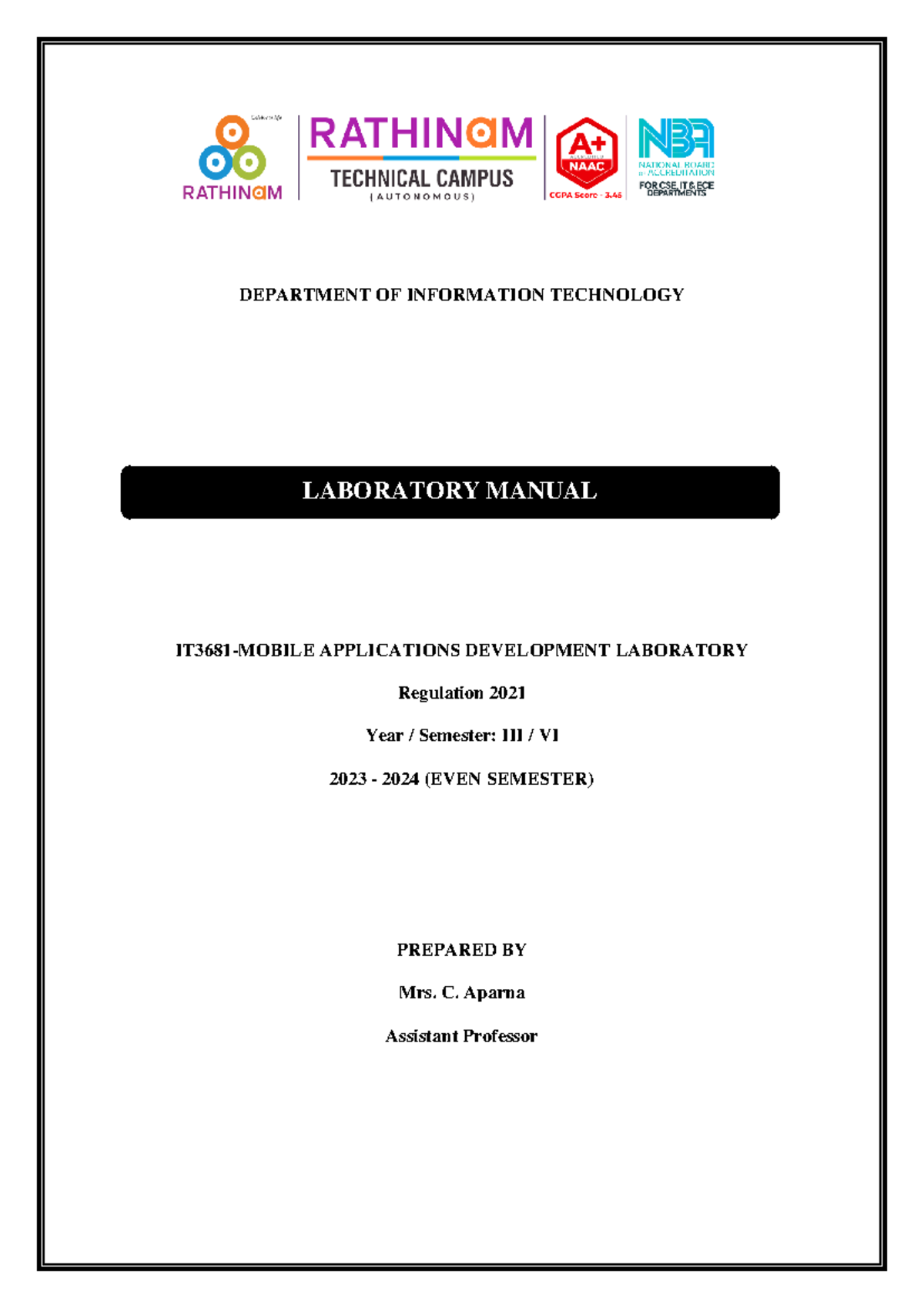 IT3681 MAD Lab manual - ... - DEPARTMENT OF INFORMATION TECHNOLOGY ...