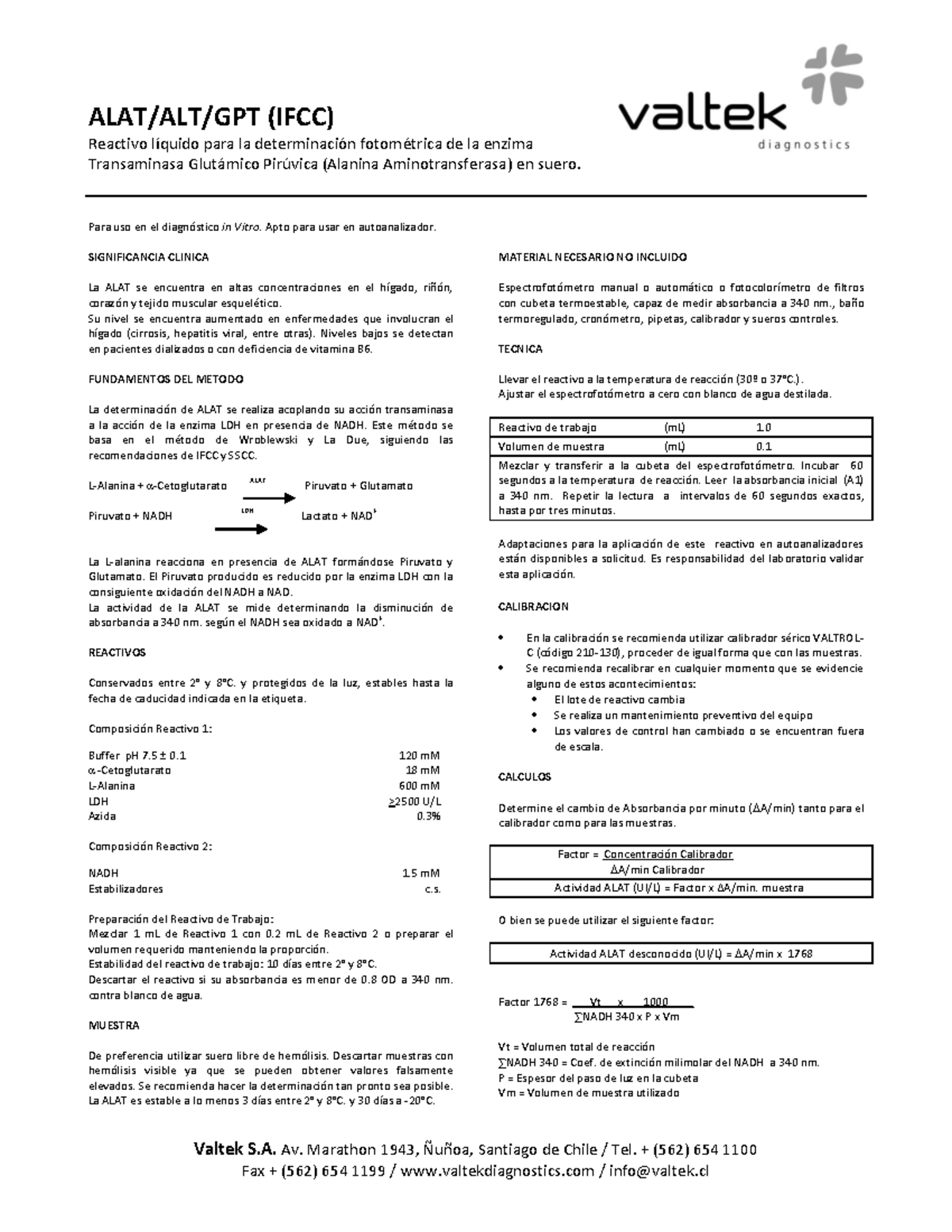 ALAT-ALT-GPT - ALAT-ALT-GPT - ALAT/ALT/GPT (IFCC) Reactivo líquido para la determinación ...