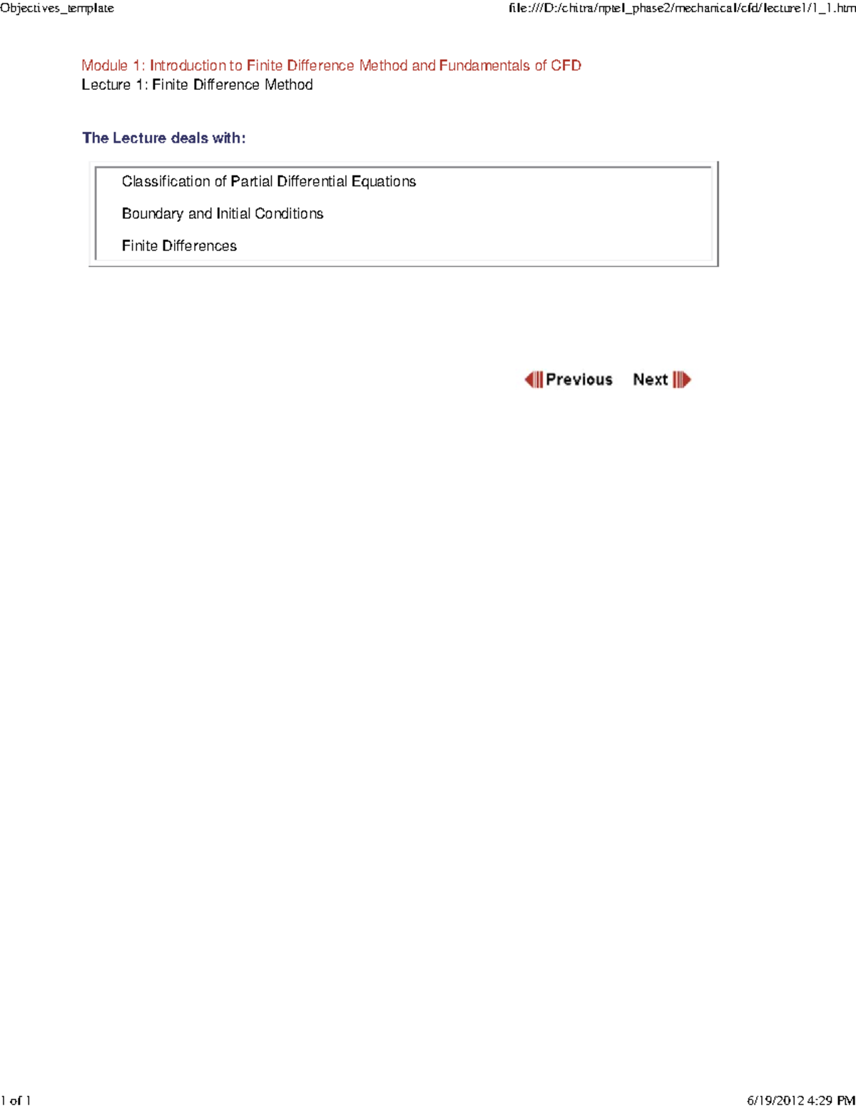 Lecture 1 - Finite Difference Method - Module 1: Introduction to Finite ...