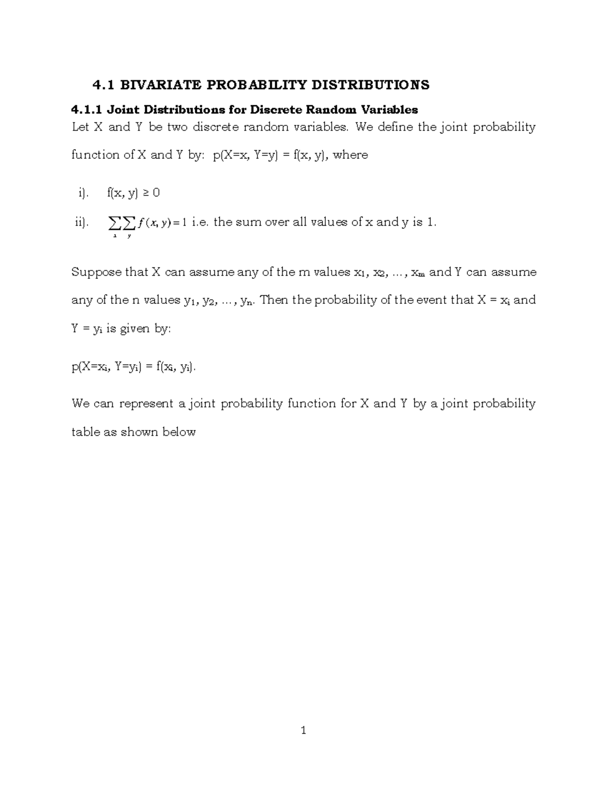 Probability and statistics 1 - 4 BIVARIATE PROBABILITY DISTRIBUTIONS 4. ...