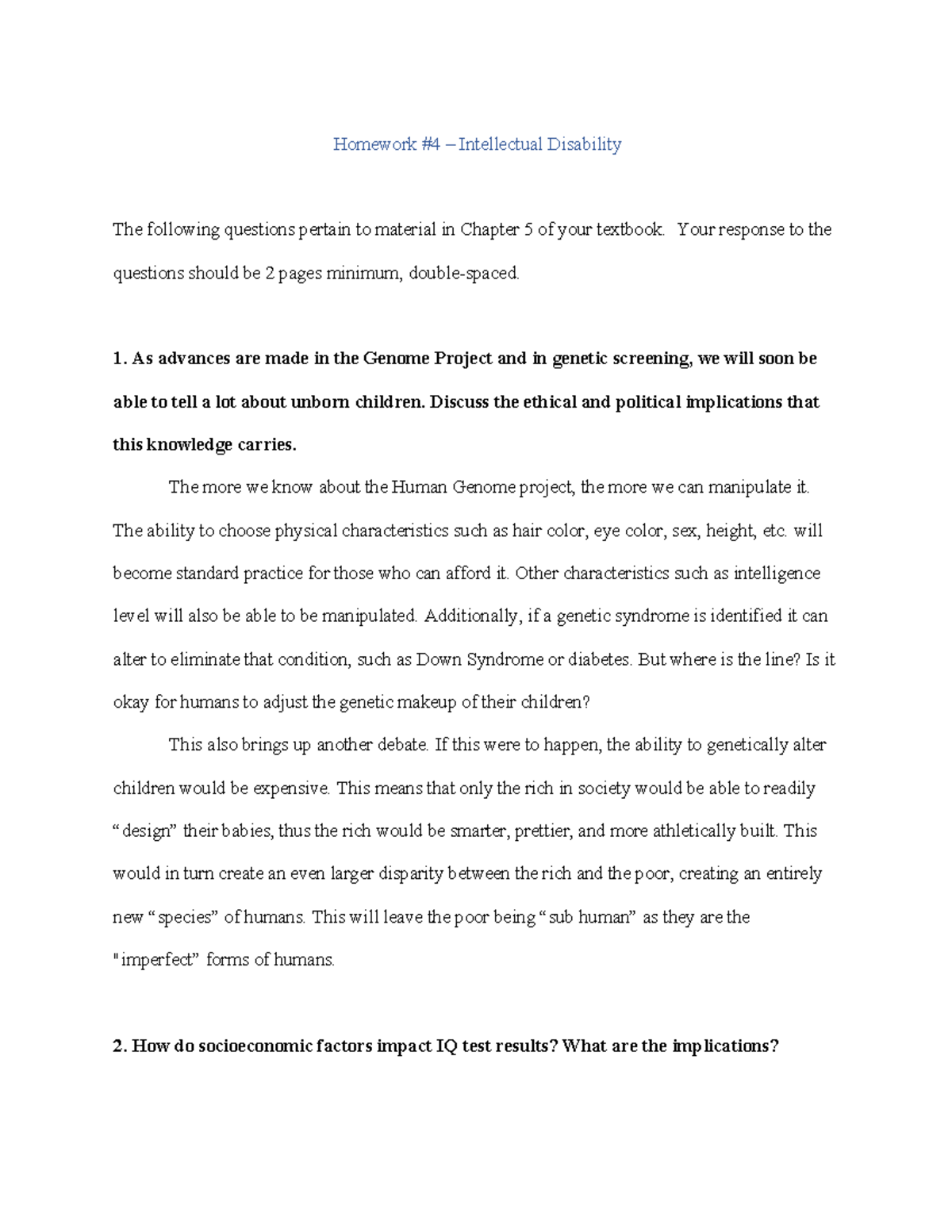 Homework #4 – Intellectual Disability - Homework #4 – Intellectual ...