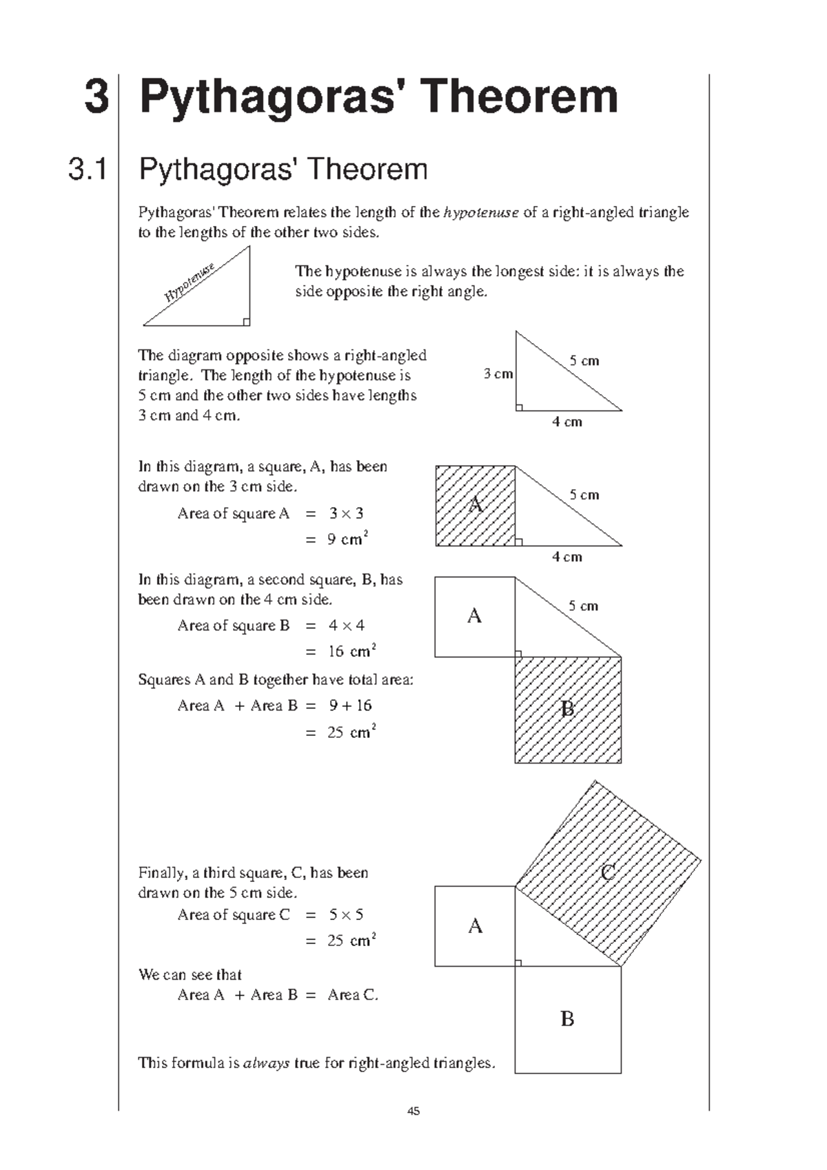Pythagoras Theorem - The hypotenuse is always the longest side: it is ...