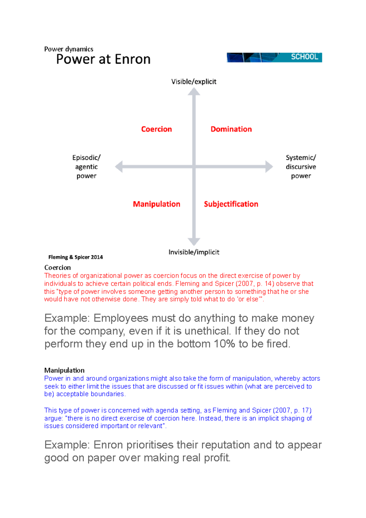 Power dynamics - Power dynamics Coercion Theories of organizational ...