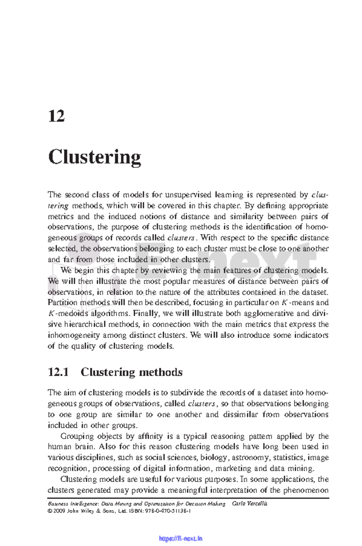 7-Clustering (E-next - 12 Clustering The second class of models for unsupervised learning is ...