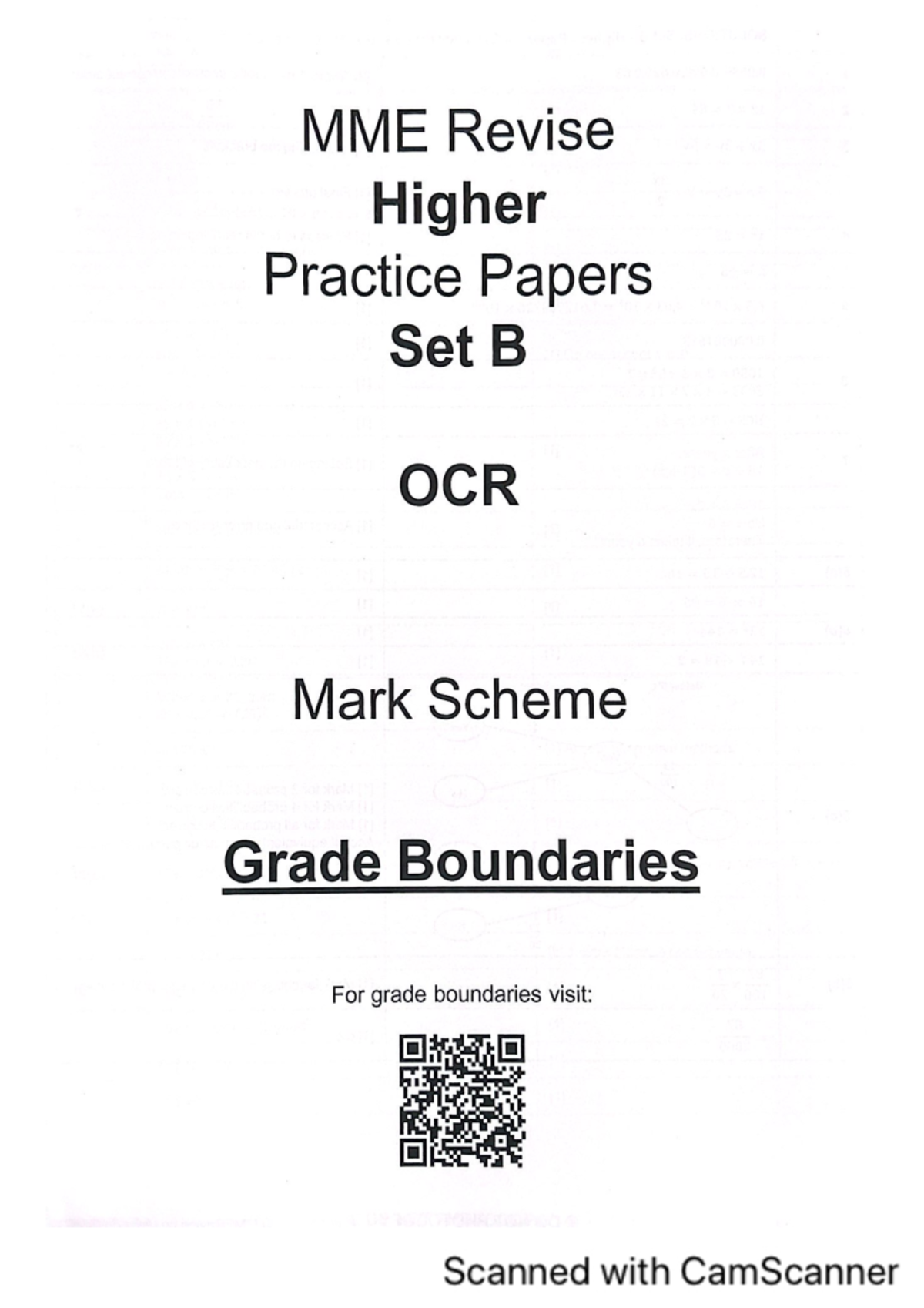 Math OCR Set B, Mark scheme - MME Revise Higher Practice Papers Set B ...