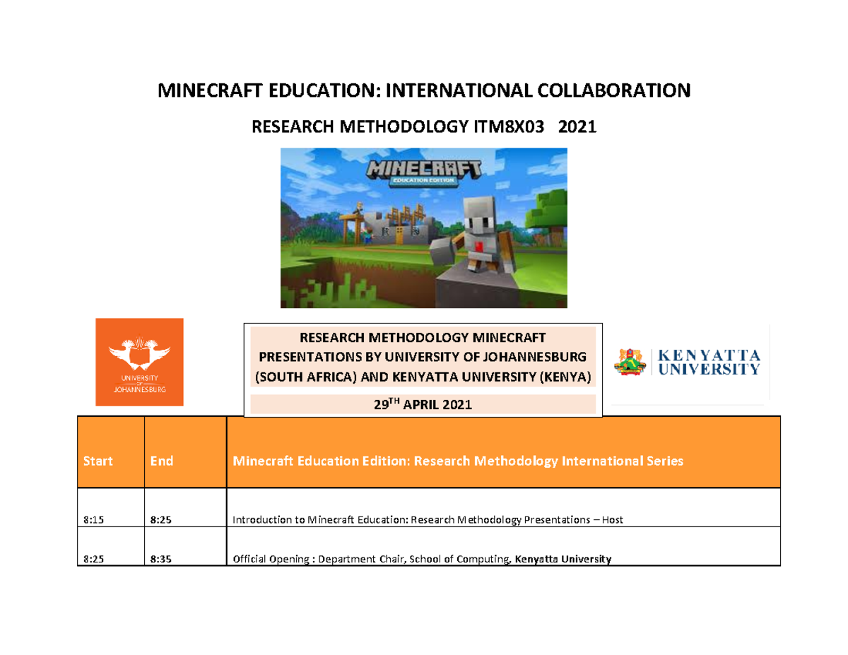 Minecraft Education Programme - MINECRAFT EDUCATION: INTERNATIONAL ...