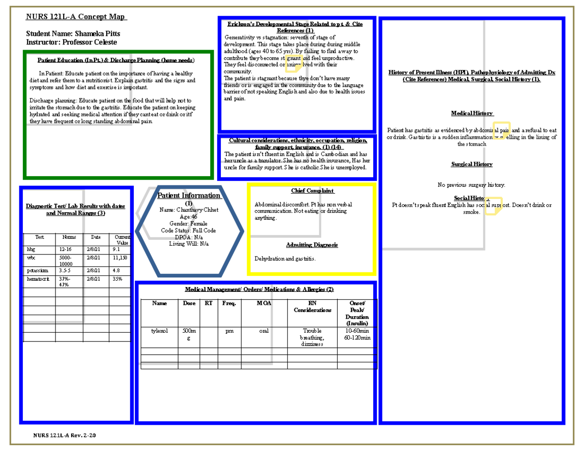 Nursing Concept Map NURS 121L-A (2-20) - History of Present Illness ...