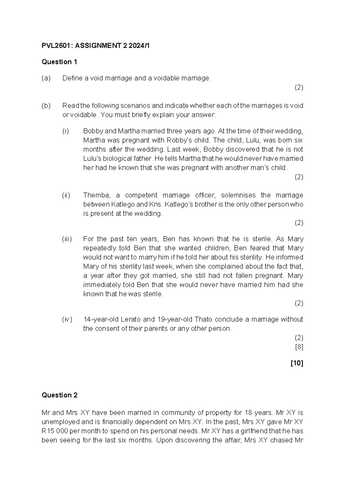 Pvl2601 Assignment 2 Semester 1 2024 Pvl2601 Assignment 2 2024 Question 1 A Define A Void 