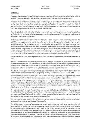 MRL3701 Assignment 02 - SUBJECT MRL ASSIGNMENT 02 SEMESTER 01 STUDENT ...