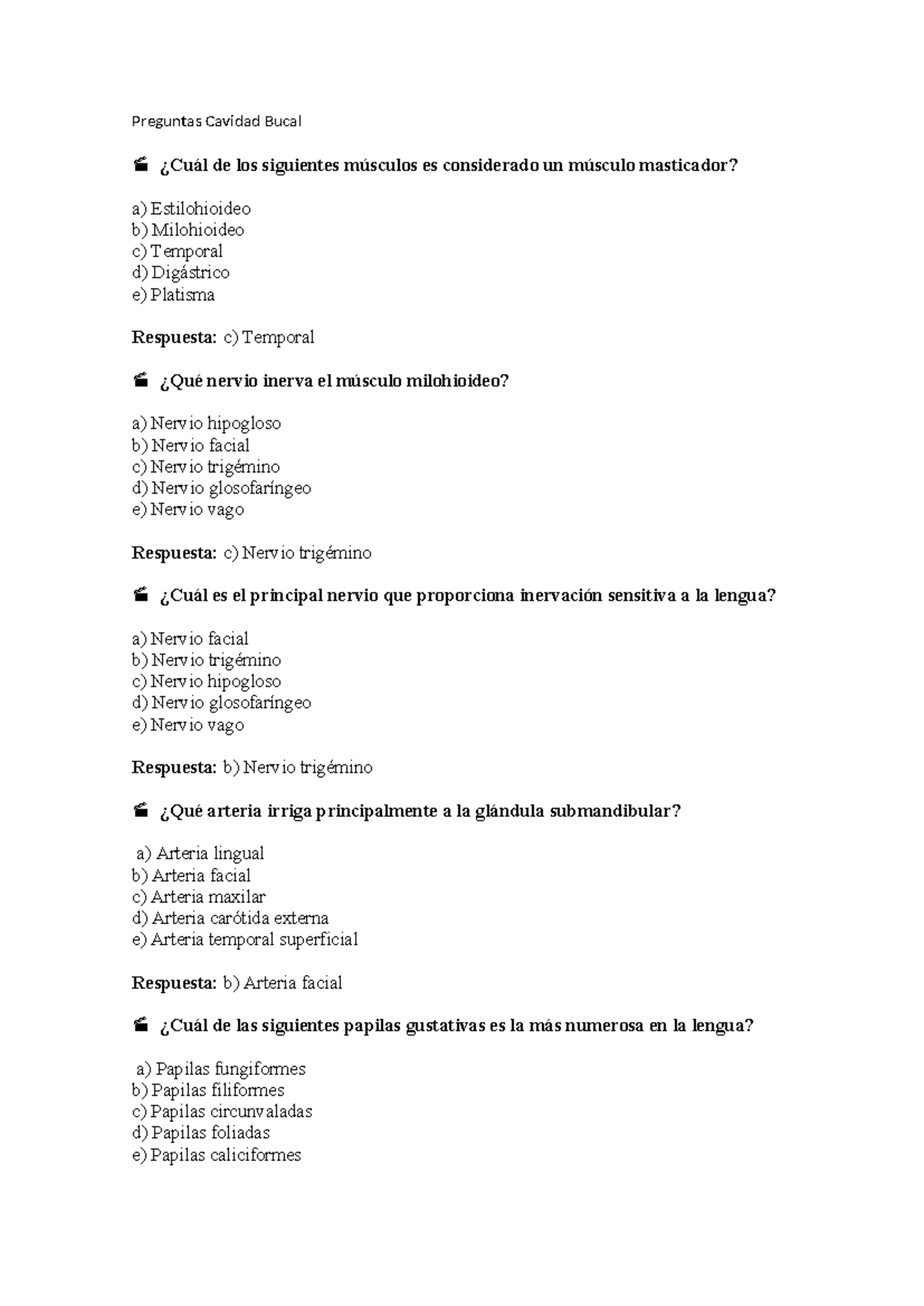 Anatomia cavidad bucal preguntas de repaso - Preguntas Cavidad Bucal ...