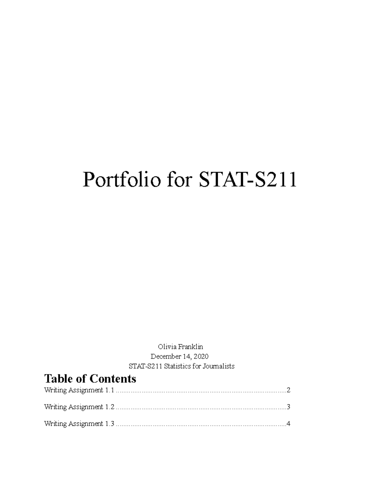 Stats Final Portfolio - Portfolio for STAT-S Olivia Franklin December ...