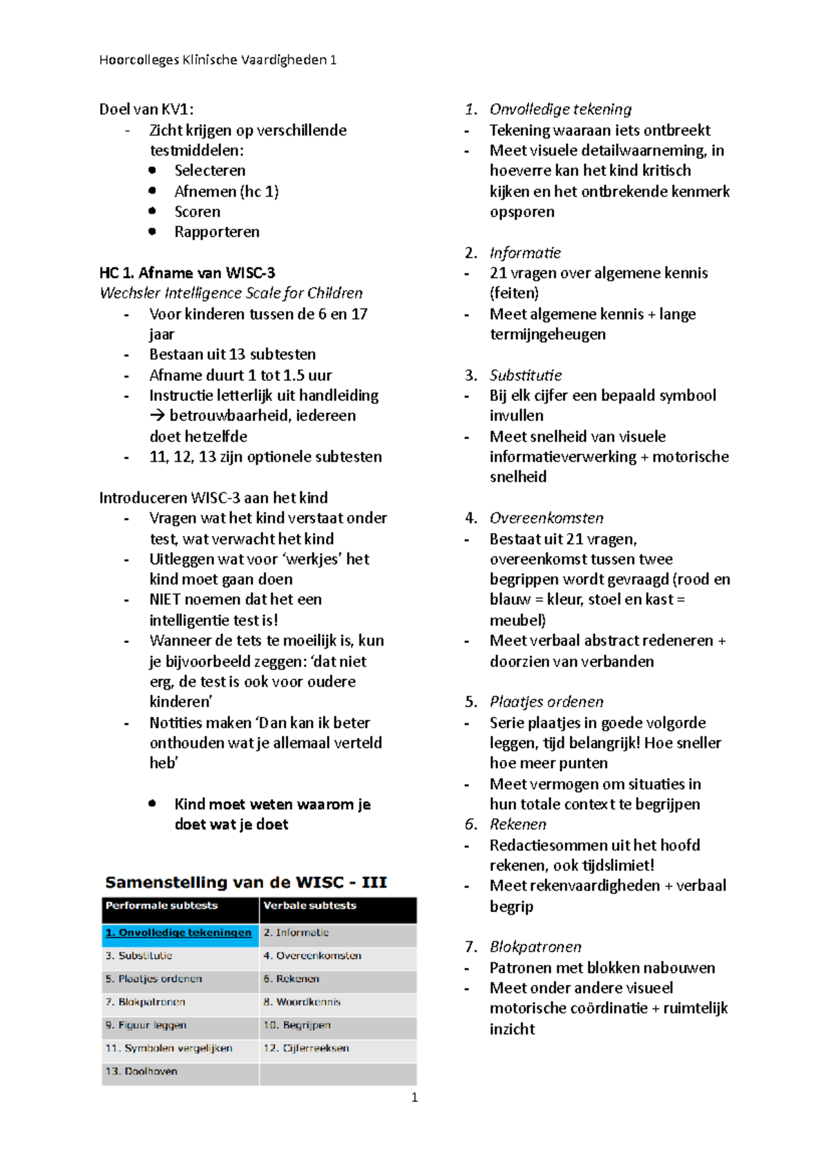 De Diagnostische Cyclus Hoorcollege Verslagen 1 en 2 - Doel van KV1 ...