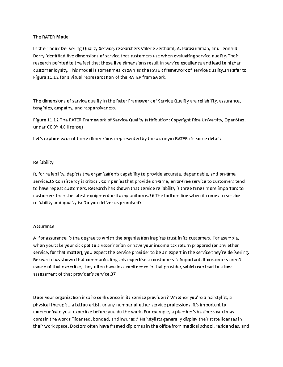 The Rater Model and difference between services and goods - The RATER ...