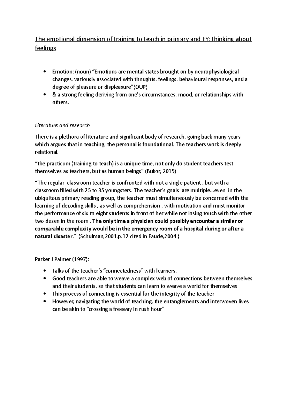 The emotional dimension of training to teach in primary and EY ...