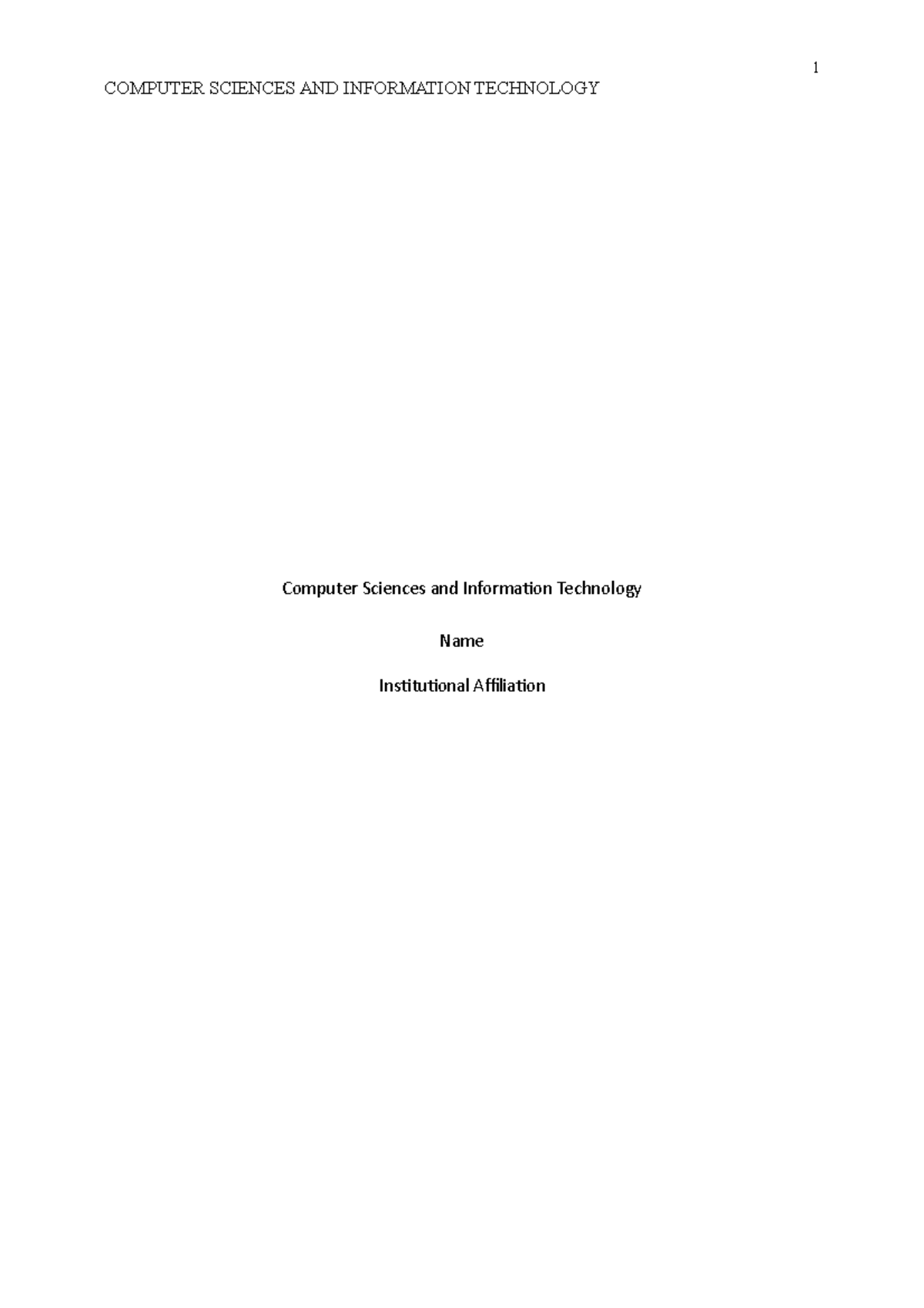 Computer sciences and information technology 1 - Computer Sciences and ...
