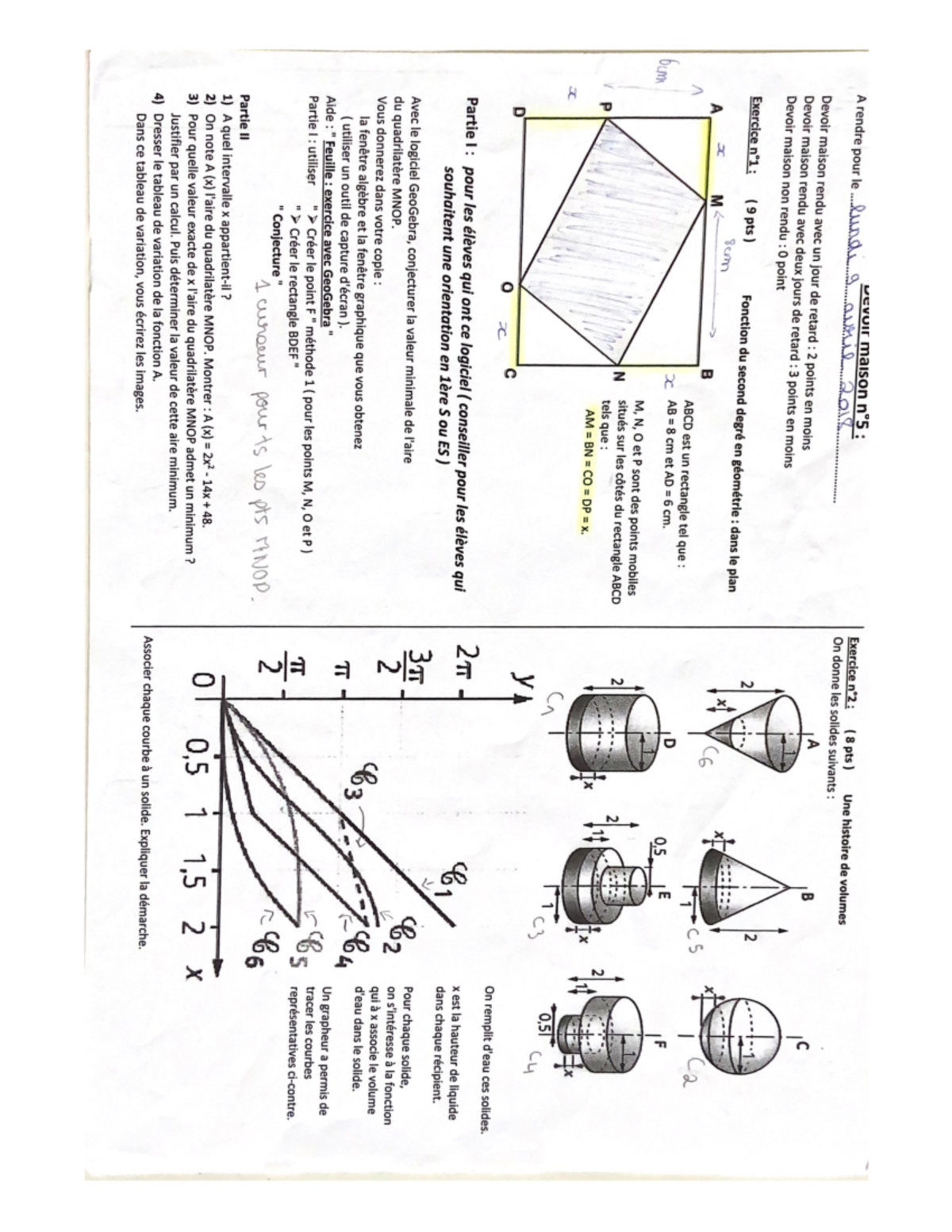 DM maths - 2nd degré, volume - Mathématiques - Studocu