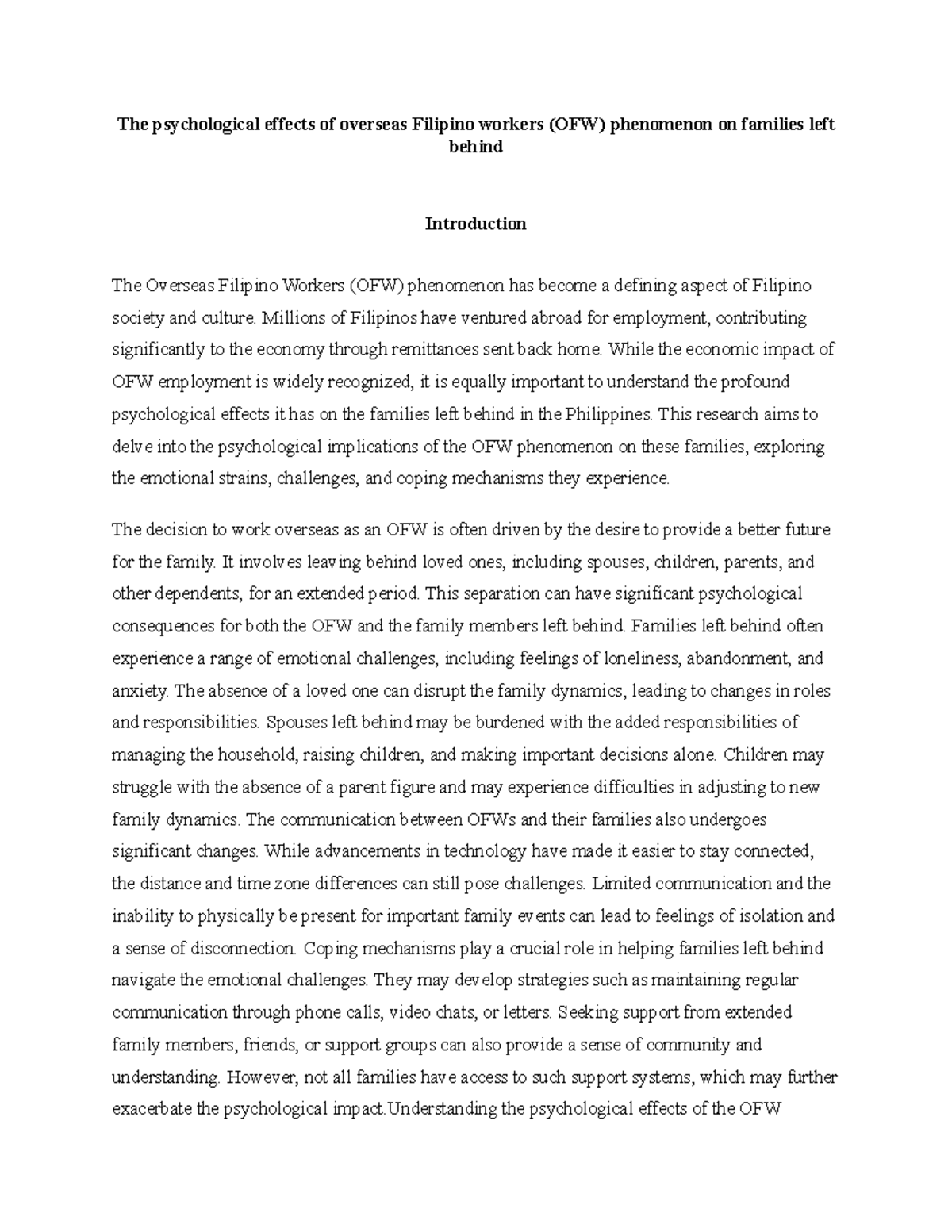 OFW-research - EFEFEQR - The psychological effects of overseas Filipino ...
