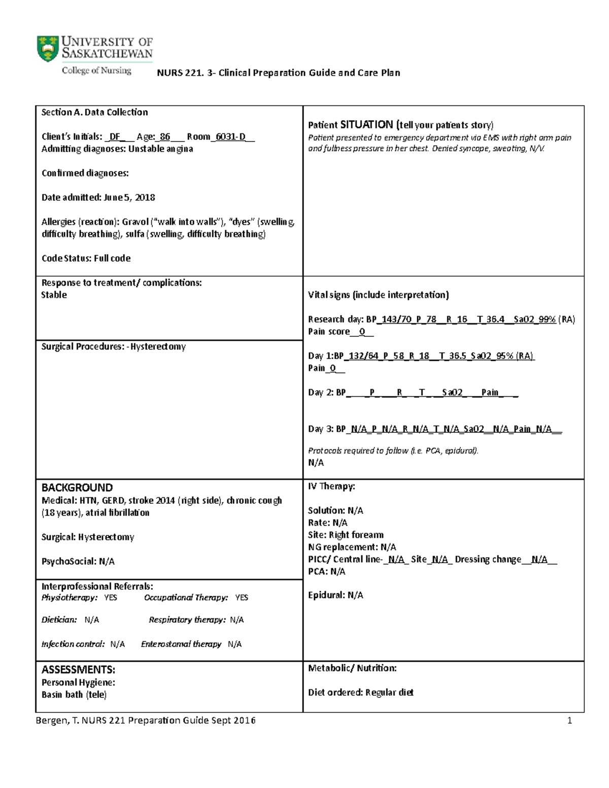 Preparation Guide DF - Section A. Data Collection Client’s Initials: DF ...