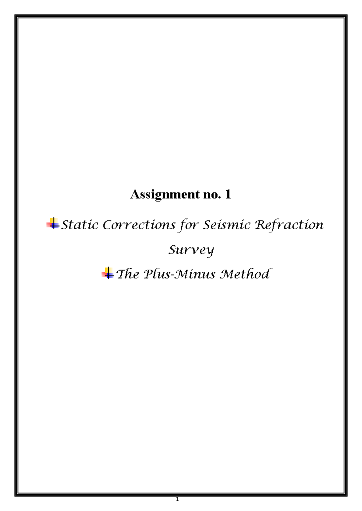Assignment no 1 - bests - Assignment no. 1 Static Corrections for ...